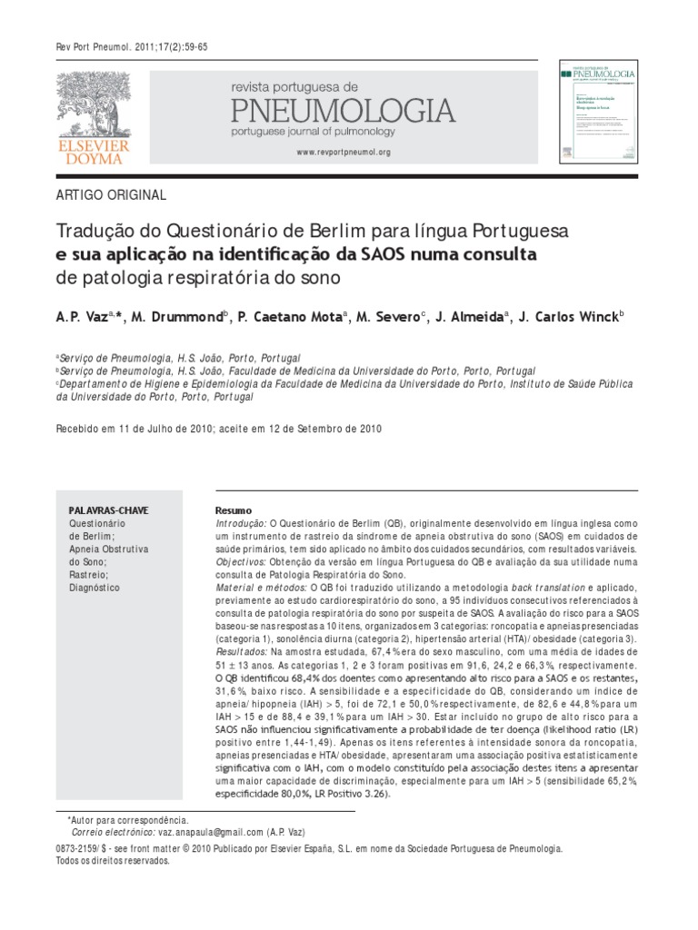 Questionário de Berlim | PDF | Hipertensão | Triagem (Medicina)