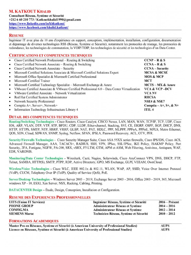 KATKOUT KHALID Consultant Réseau Système Et Sécurité V JPEG | PDF