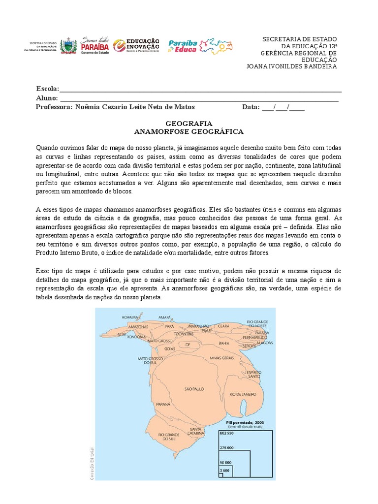 Geografia - Anamorfose Geográfica | Download grátis PDF | Geografia | Mapa