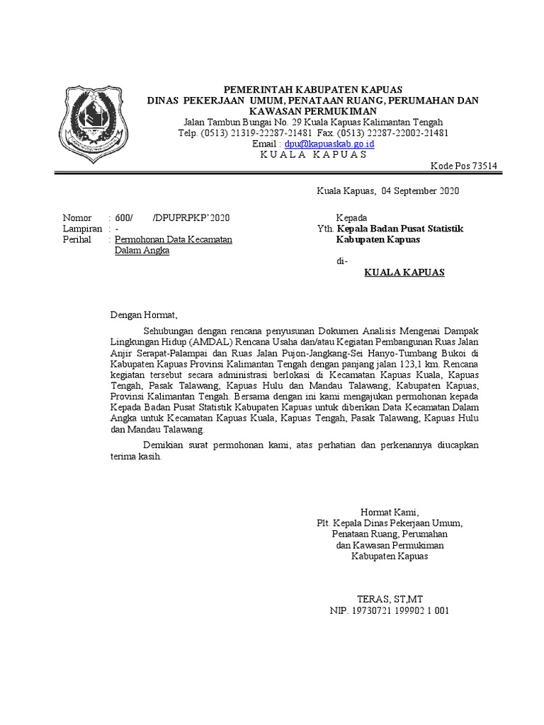 Surat Permohonan Data BPS | PDF