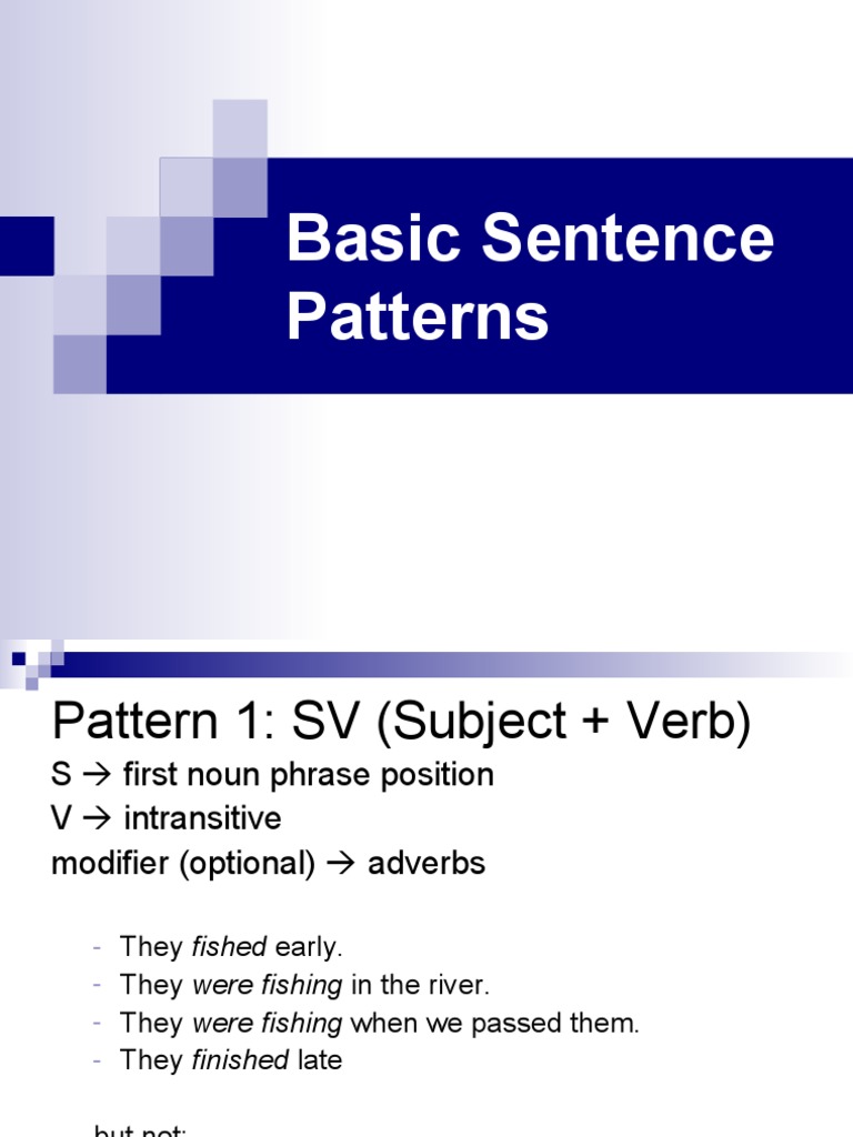 Basic Sentence Patterns | PDF | Verb | Subject (Grammar)