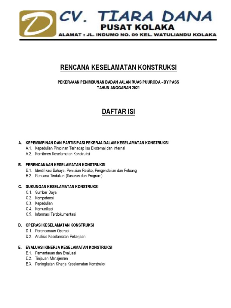 Rencana Keselamatan Konstruksi (RKK) | PDF