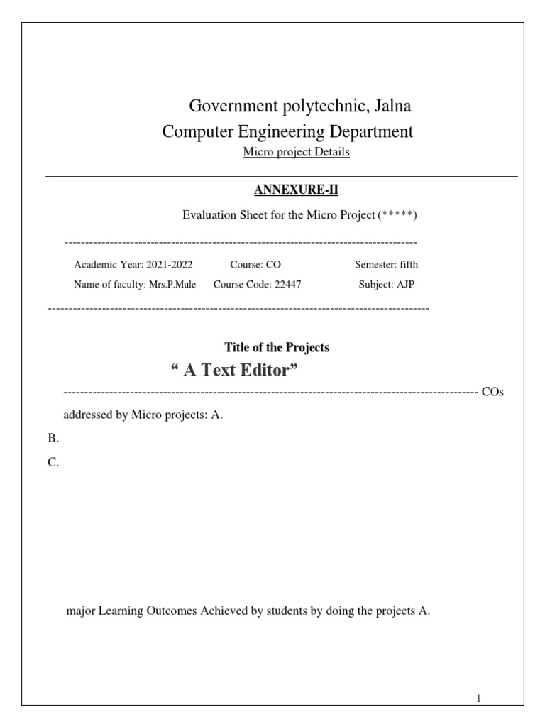 Government Polytechnic, Jalna Computer Engineering Department | PDF ...