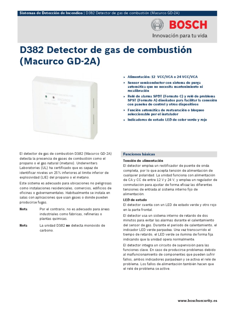 D382 Detector de Gas de Combustión (Macurco GD-2A) | PDF | Diodo emisor ...