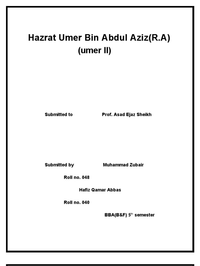 Hazrat Umar Bin Abdul Aziz Pdf Monotheistic Religions Abrahamic