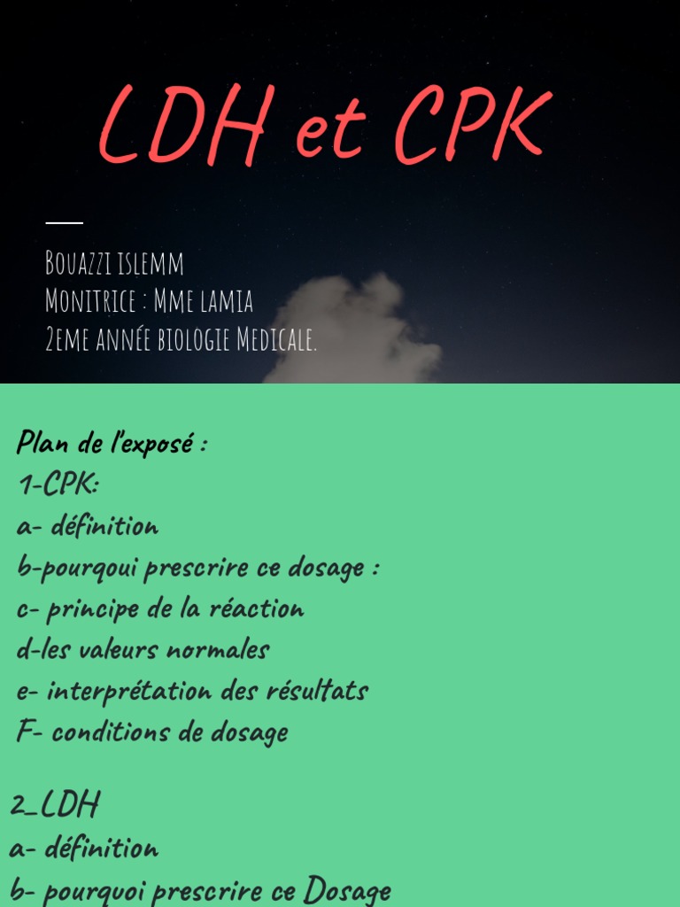 CPK Et LDH | PDF | Lactate déshydrogénase | Infarctus du myocarde