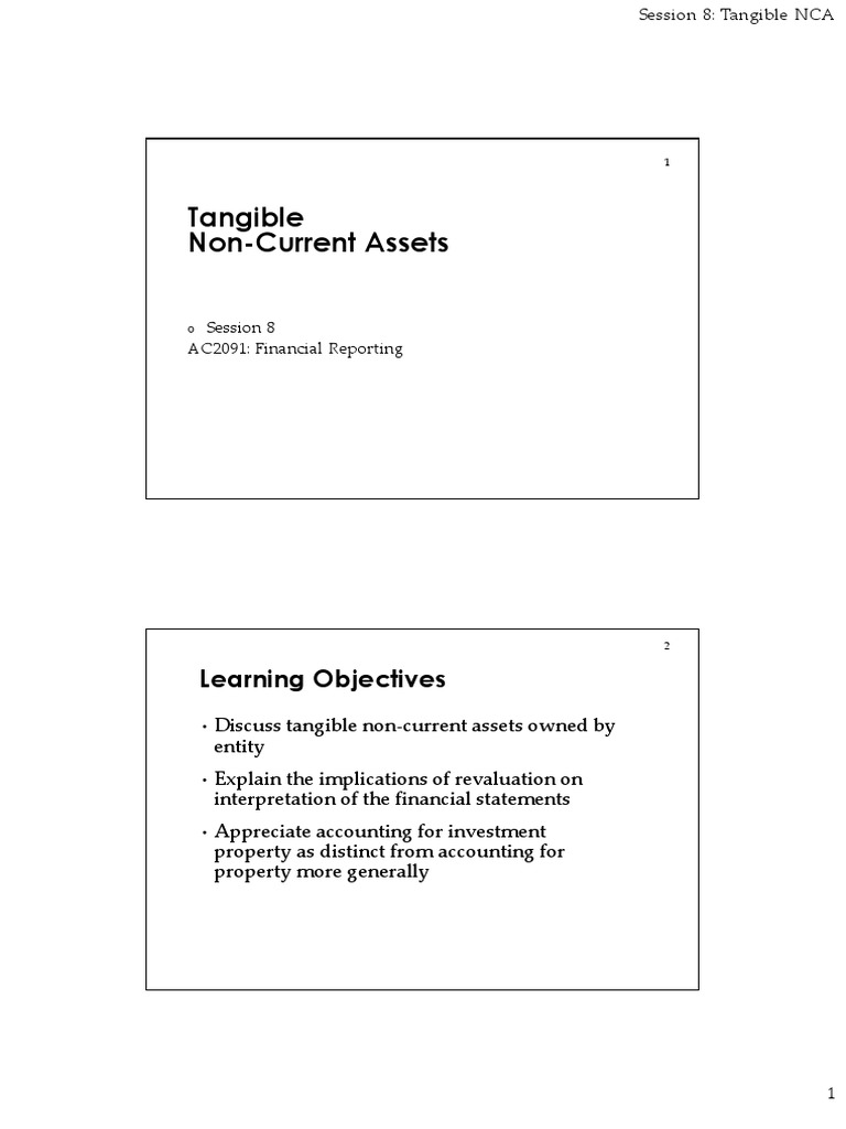 Tangible Non-Current Assets: Learning Objectives | PDF | Depreciation ...
