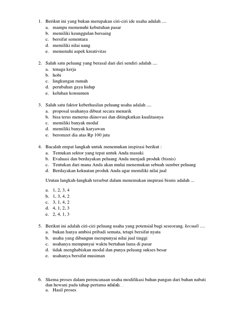 Latihan Soal SMT 1 Pkwu Kls 12 | PDF