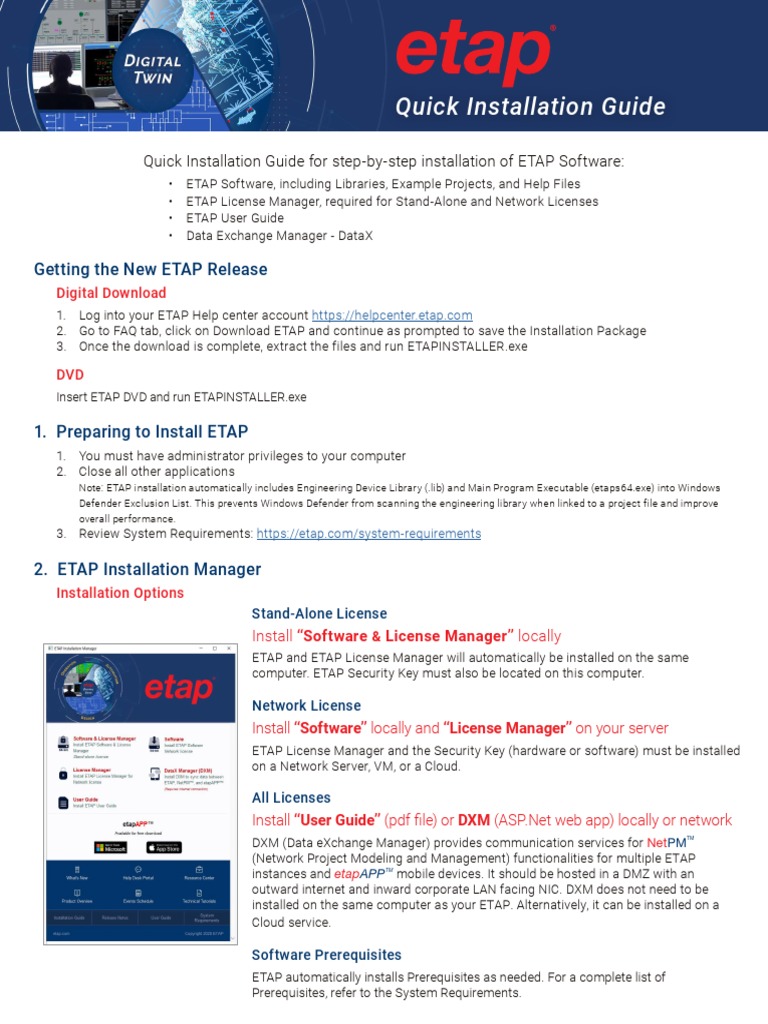 Quick Installation Guide For Step-By-Step Installation of ETAP Software ...