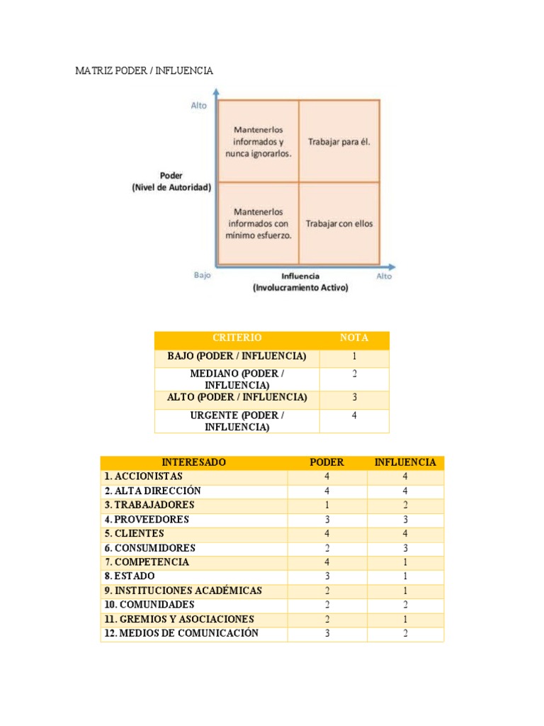 Matriz de Poder e Influencia | PDF