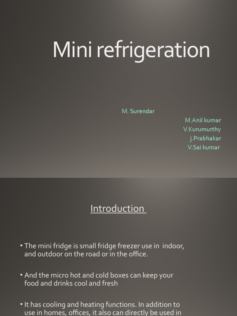 Mini Refrigeration: Portable Cooling Solutions | PDF | Refrigerator | Force