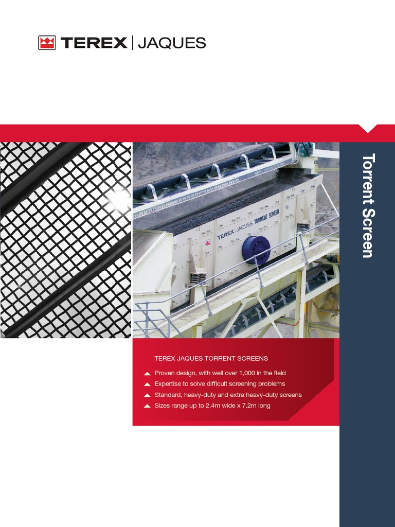 Terex Jaques Torrent Screens | PDF | Bearing (Mechanical) | Belt ...