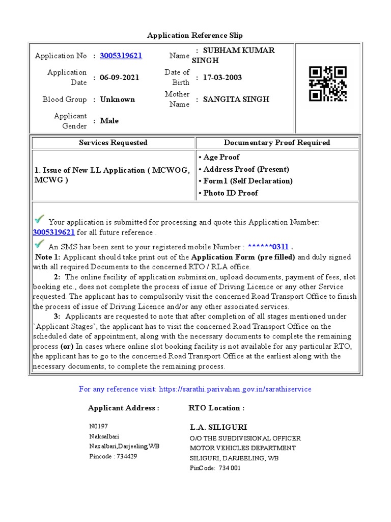 For Any Reference Visit: Https://sarathi - Parivahan.gov - In/sarathiservice | PDF | Transport