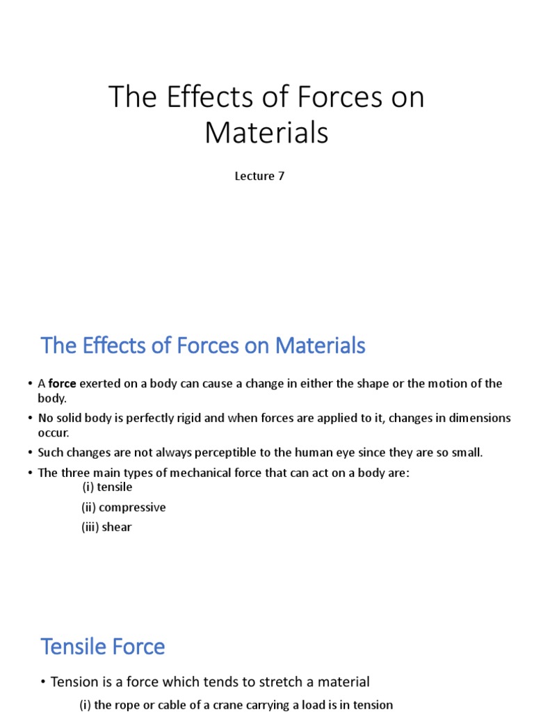 Effects of Forces on Materials | PDF | Elasticity (Physics) | Young's ...