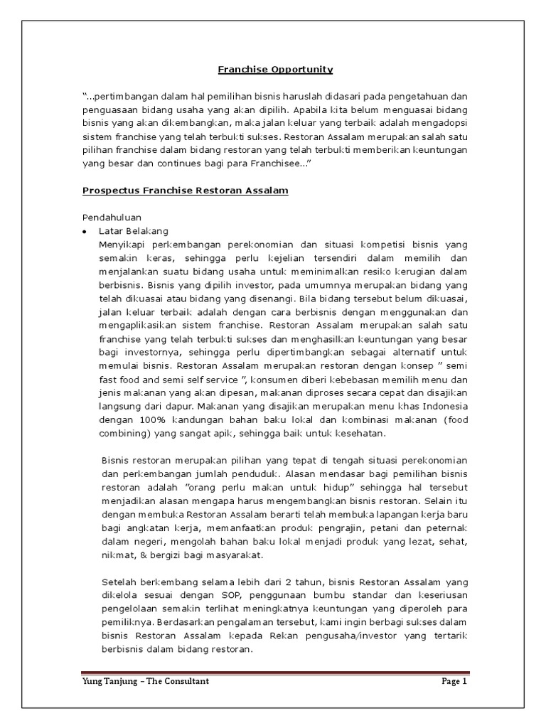 Franchise Assalam | PDF