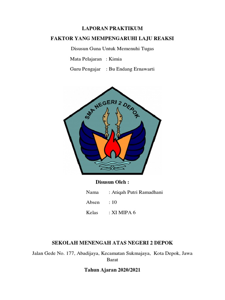 Laporan Praktikum Kimia Laju Reaksi Kelas 11 Pdf Sains Matematika
