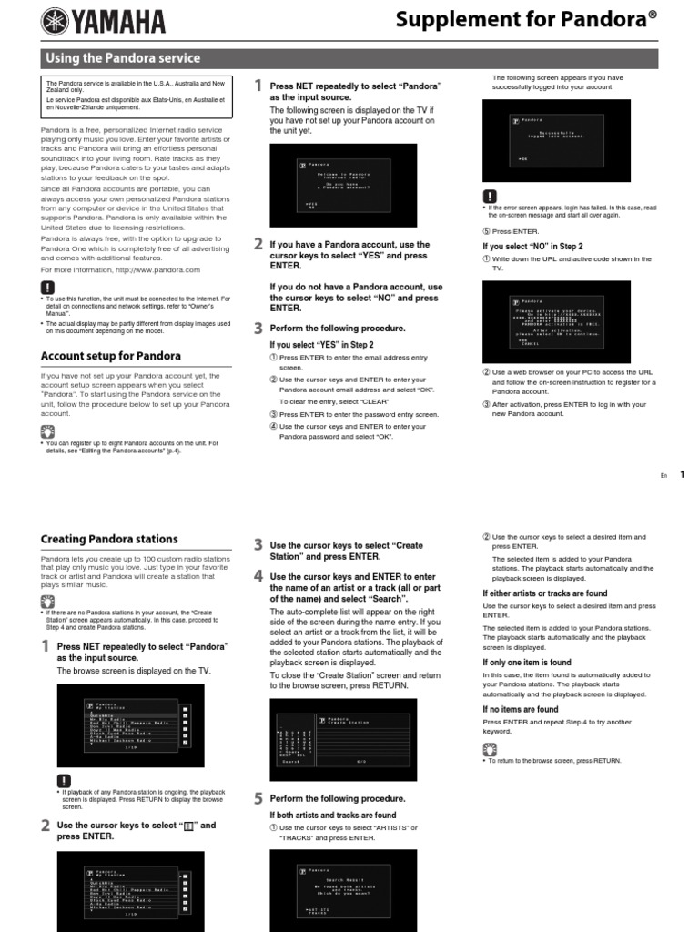 Using The Pandora Service: Account Setup For Pandora | PDF | Menu (Computing) | Cursor (User ...