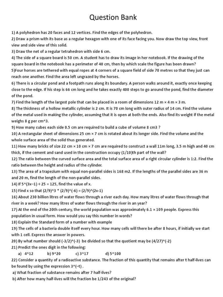 A Comprehensive Collection of Mathematics Questions | PDF | Percentage ...