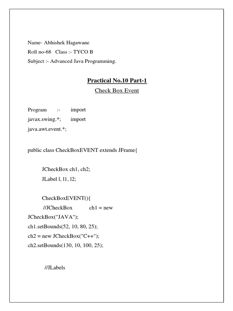 AJP Practical No.10-1 TYCO B 68 Abhishek Hagawane | PDF