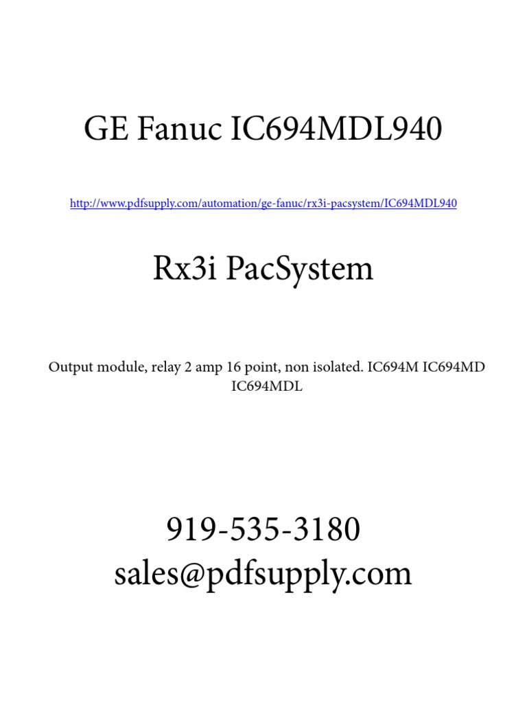 GE Fanuc IC694MDL940: Output Module, Relay 2 Amp 16 Point, Non Isolated ...