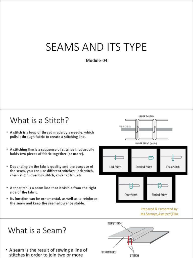 Seam and Its Types | PDF | Seam (Sewing) | Sewing