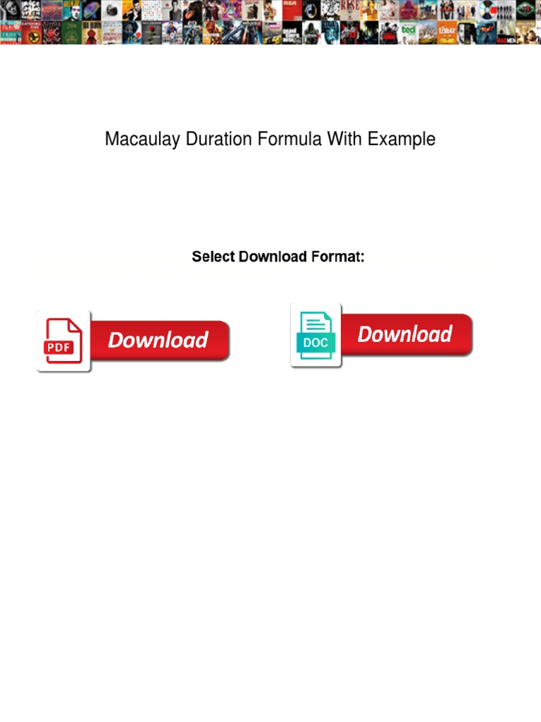 Macaulay Duration Formula With Example | PDF | Bond Duration | Bonds (Finance)