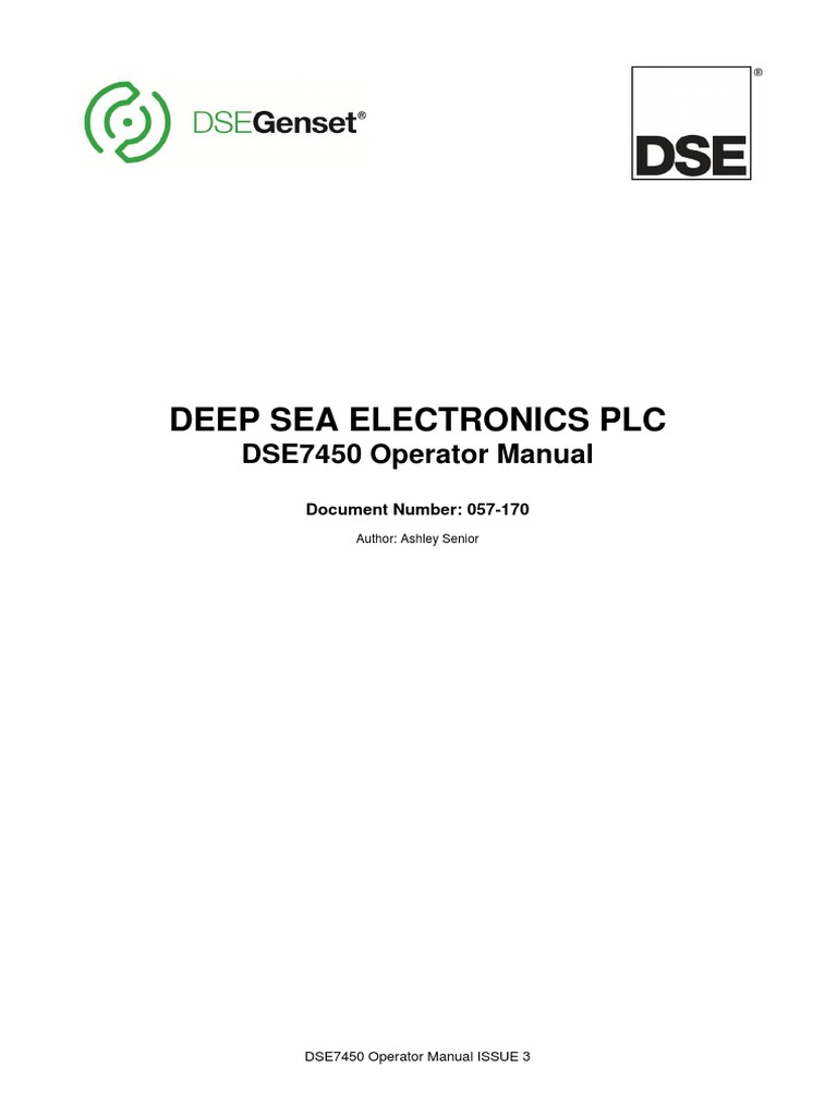 Deep Sea Electronics PLC: DSE7450 Operator Manual | PDF | Usb ...