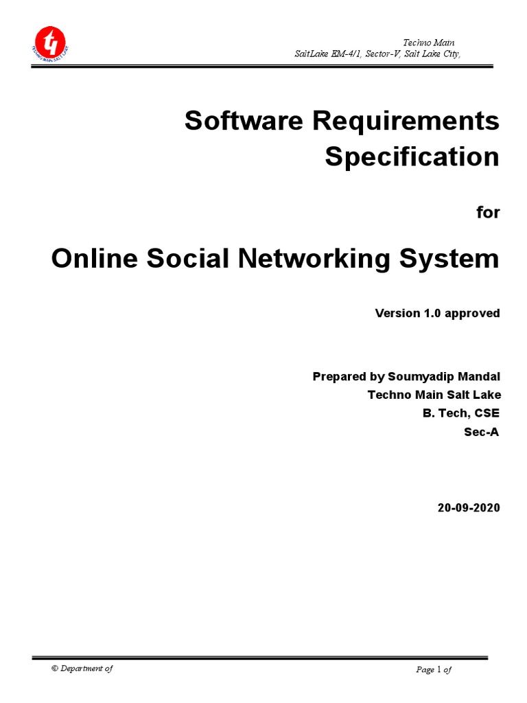 Software Requirements Specification: Version 1.0 Approved | PDF ...