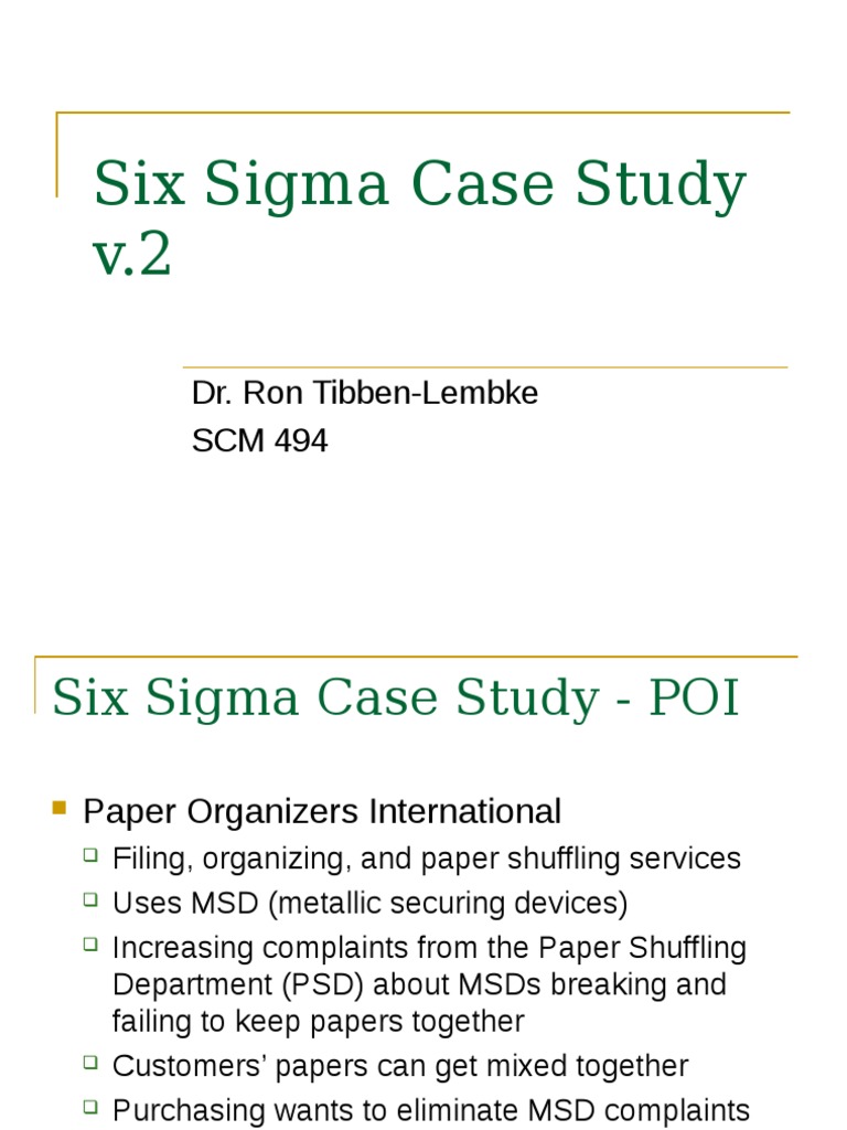 Six Sigma Case Study | PDF | Human Resources | Production And Manufacturing