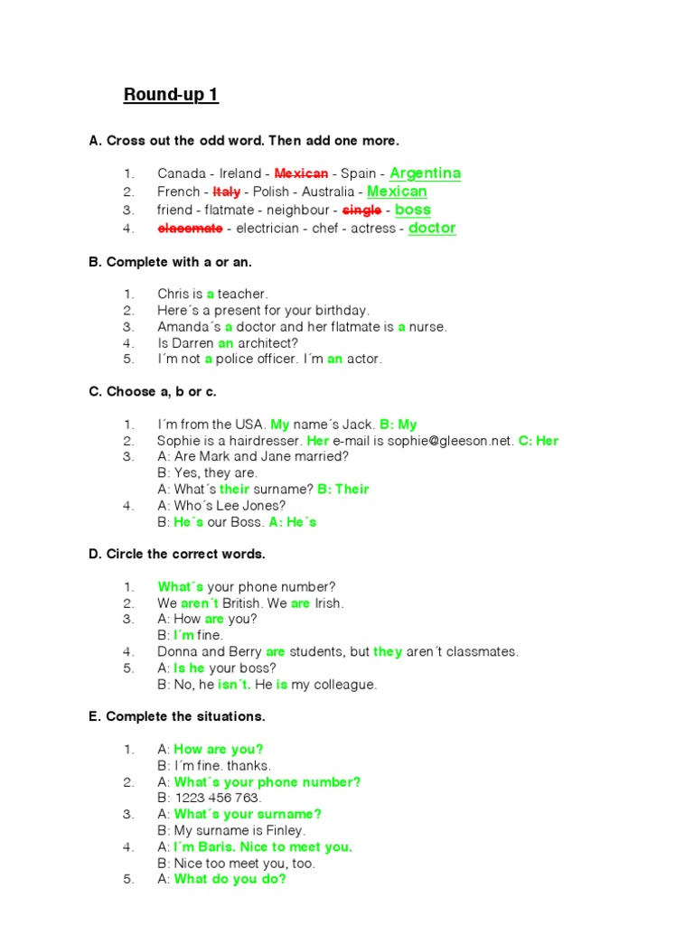 Round-Up 1: A. Cross Out The Odd Word. Then Add One More | PDF