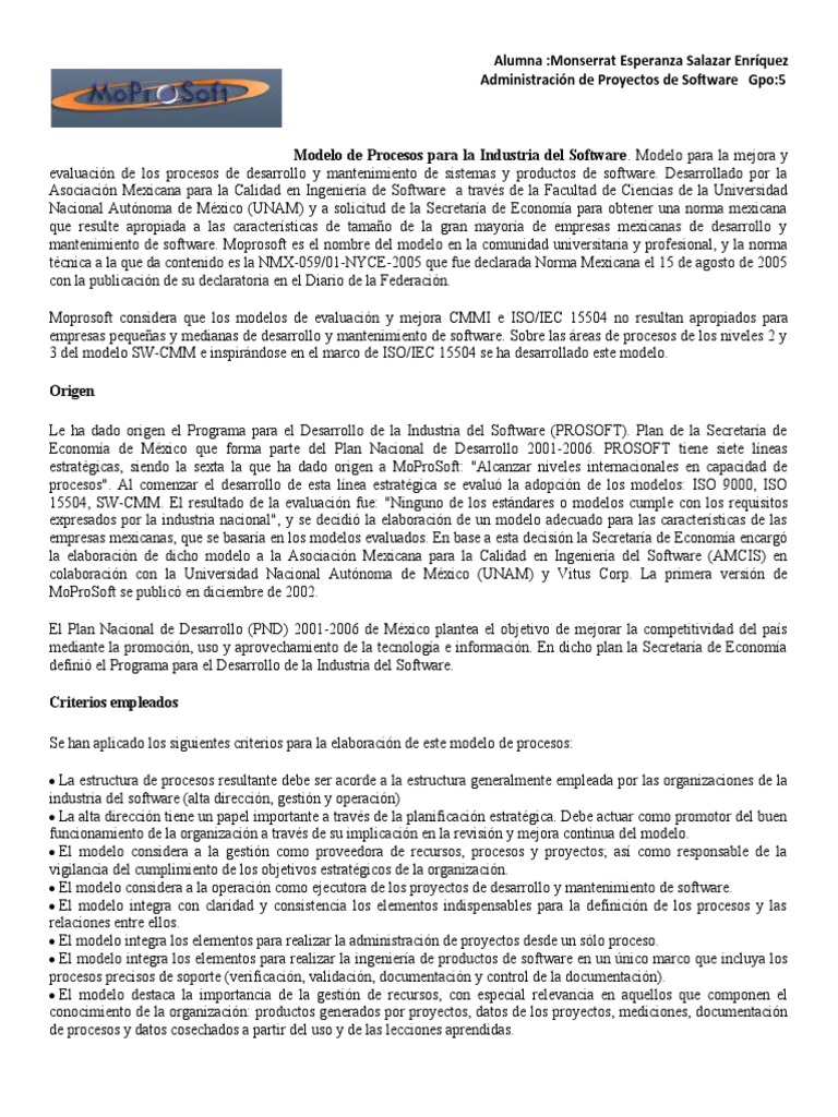 Cmmi Moprosoft | PDF | Ingeniería de Sistemas | Desarrollo de productos