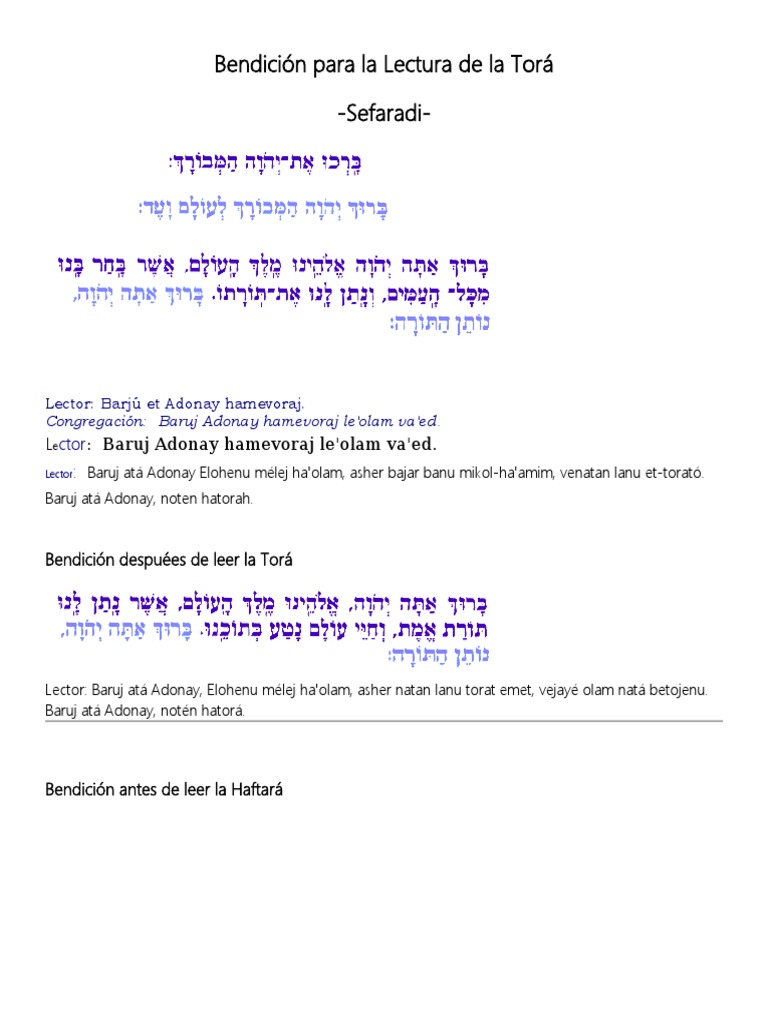 Bendición para La Lectura de La Torá | PDF