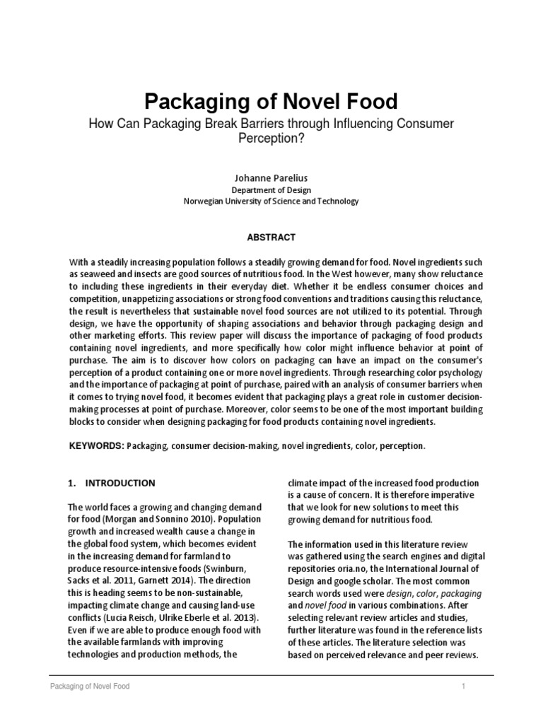 Packaging of Novel Food: How Can Packaging Break Barriers Through ...
