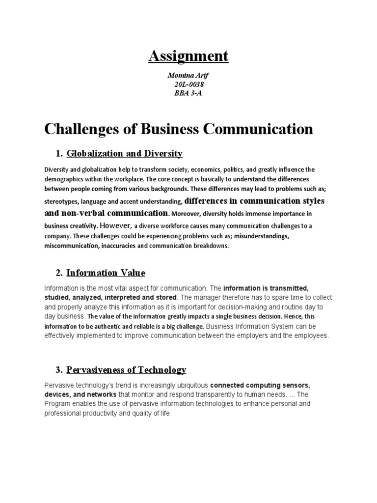 Business Communication Assignment 1 | PDF | Communication | Information