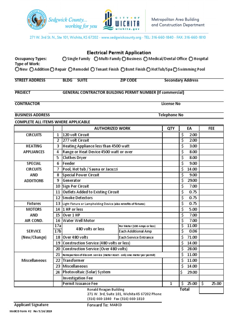 Mabcd Form 2 Electrical Permit Application Fillable.1 | PDF ...