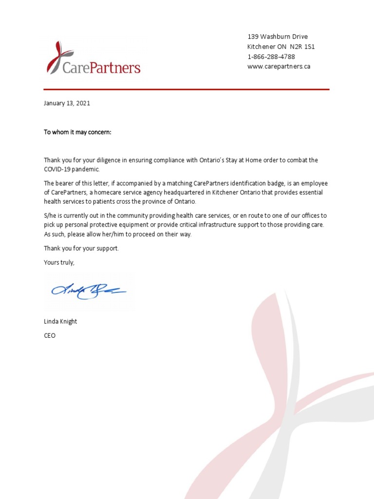 Emergency Services Letter - January 2021 | PDF