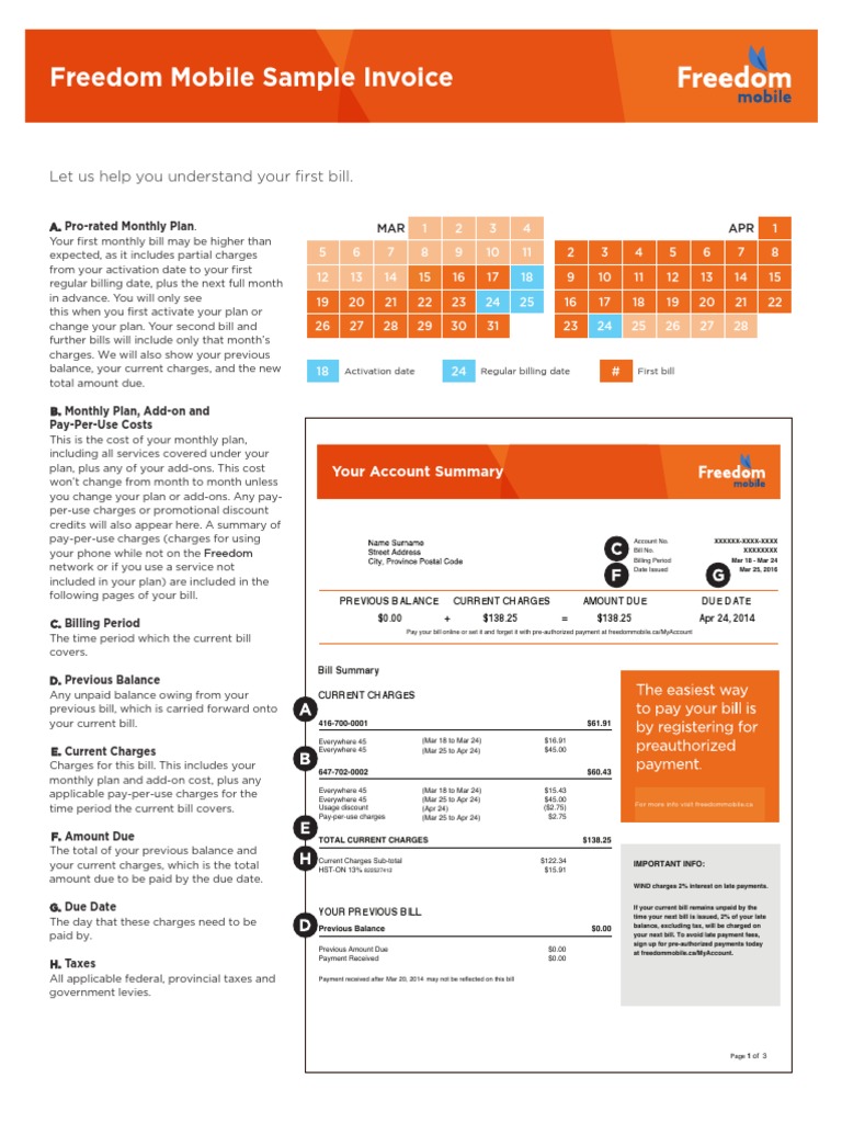 Freedom Mobile Sample Invoice: Let Us Help You Understand Your First ...