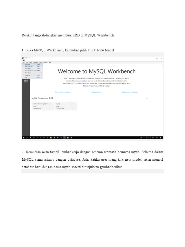 Tutorial Membuat Database Dengan MySQL Workbench | PDF
