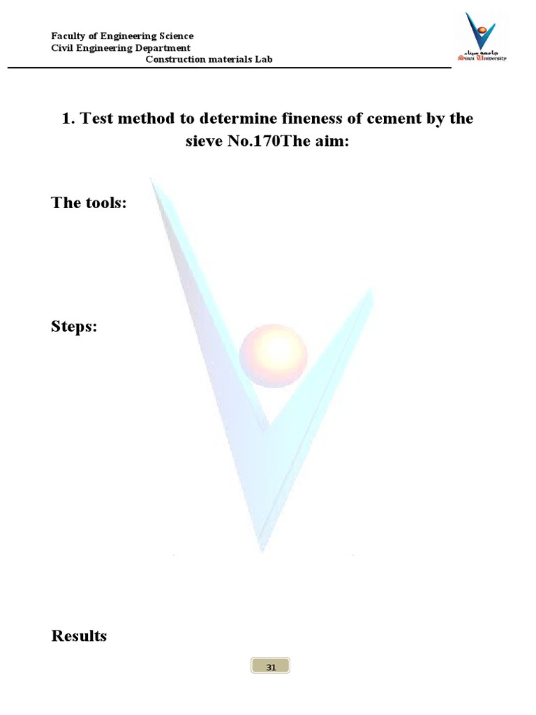 Test Method To Determine Fineness of Cement by The Sieve No.170The Aim ...