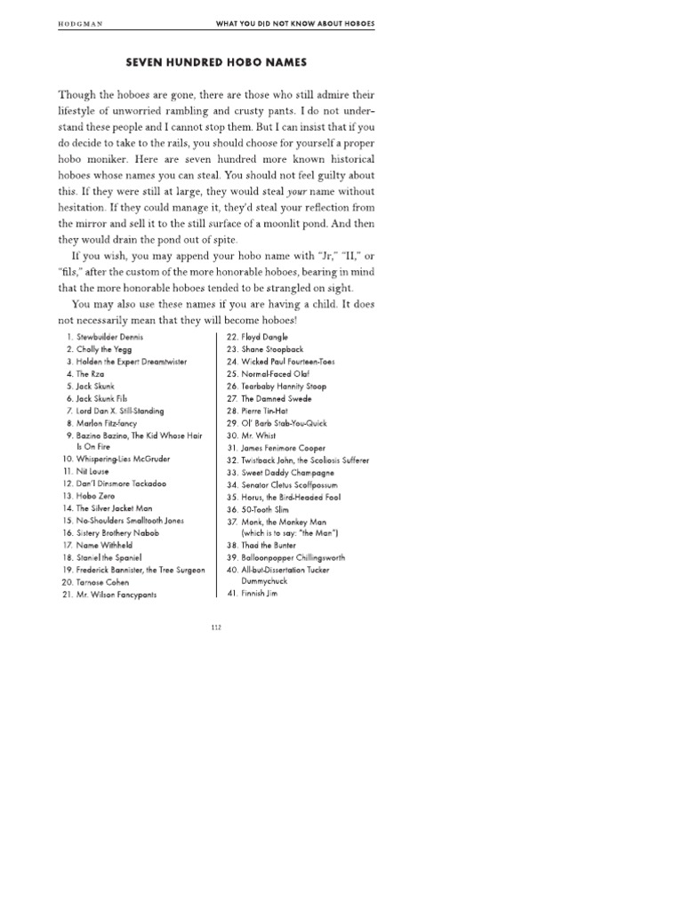 700 Hobo Names | PDF