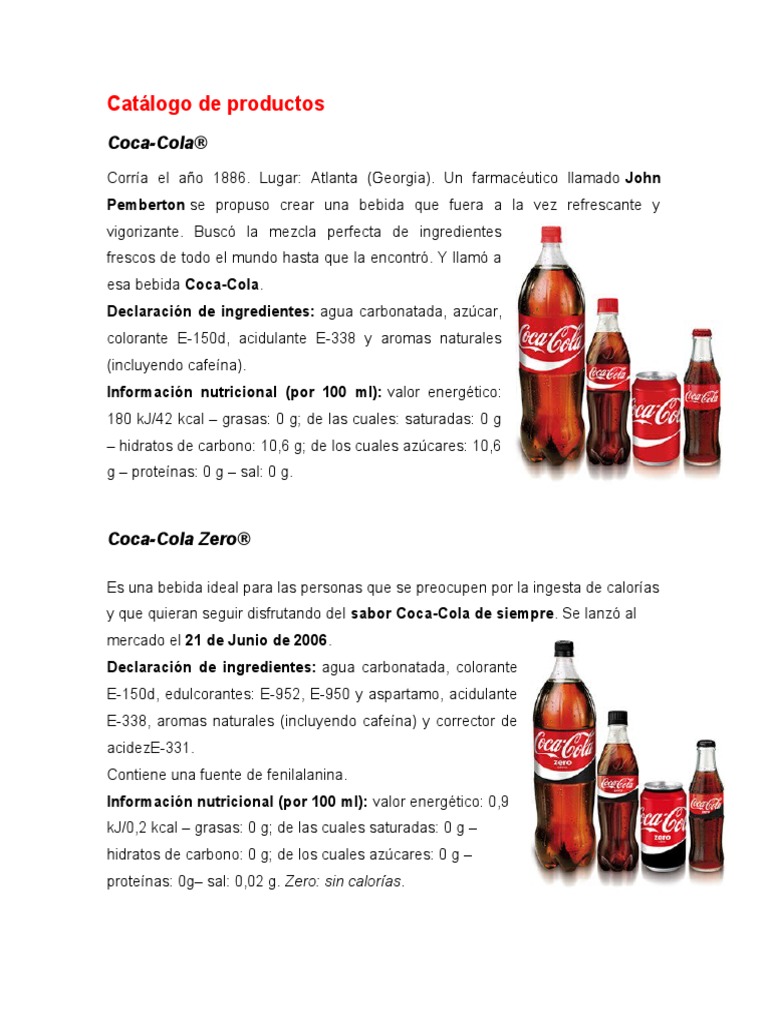 Catalogo de Productos Coca Cola | PDF | Coca Cola | café