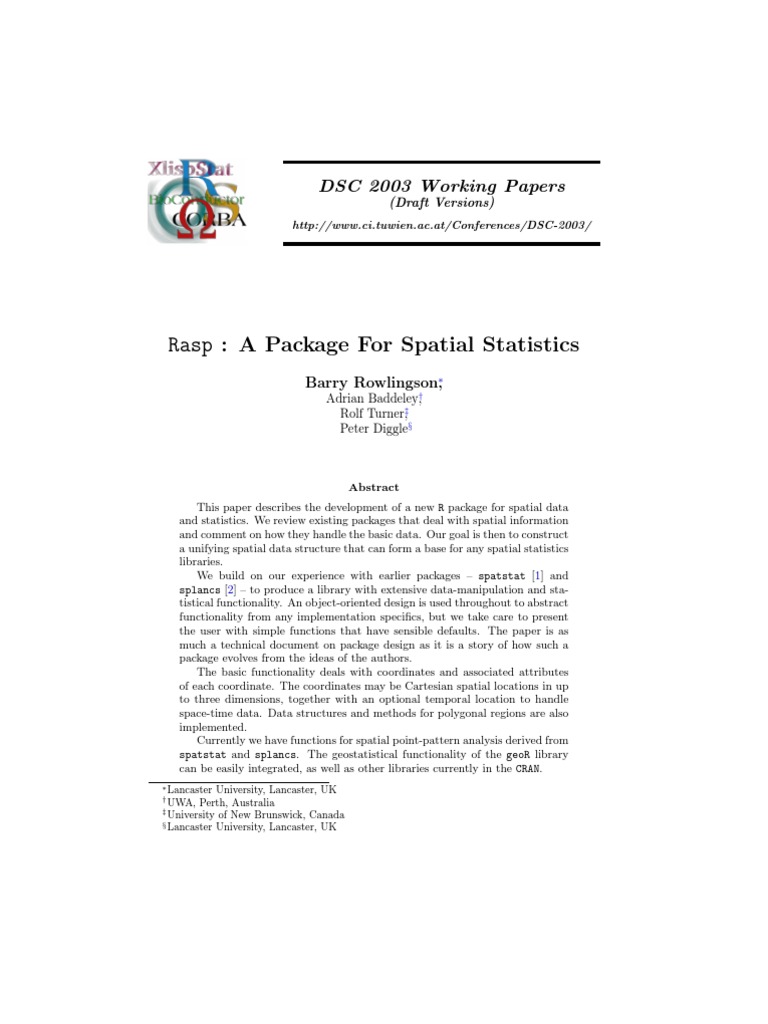 DSC 2003 Working Papers Draft Versions R Package | PDF | R (Programming ...