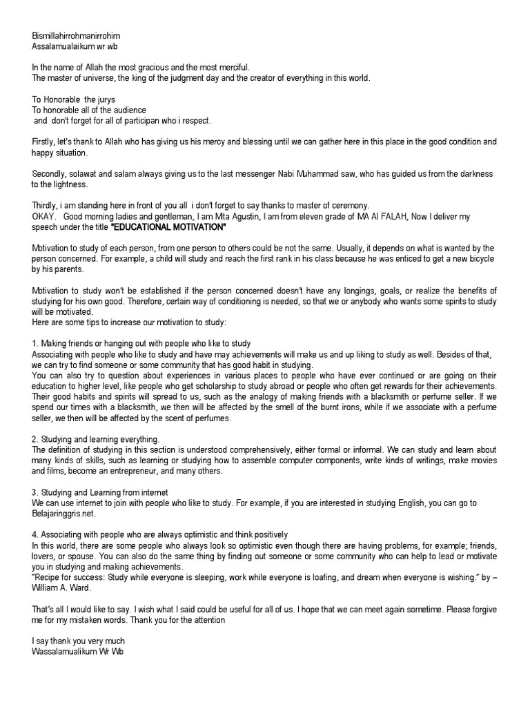 English Speech | PDF | Cognition