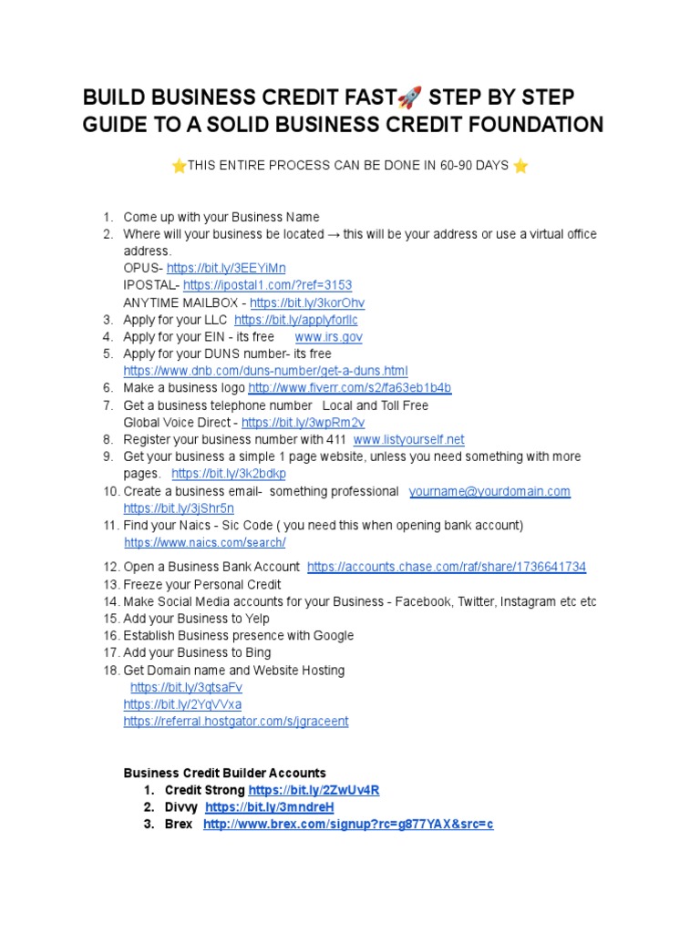Build Business Credit Fast: Step-by-Step Guide | PDF | Credit | Finance ...