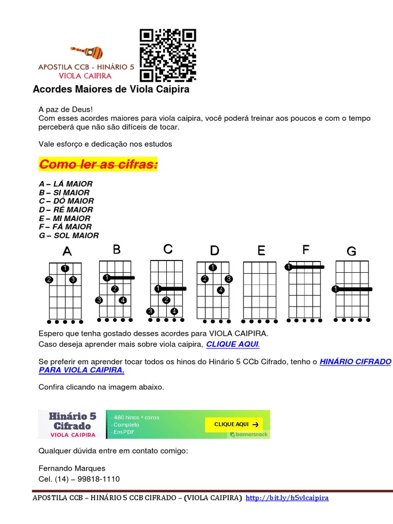 Acordes Maiores de Viola Caipira | PDF
