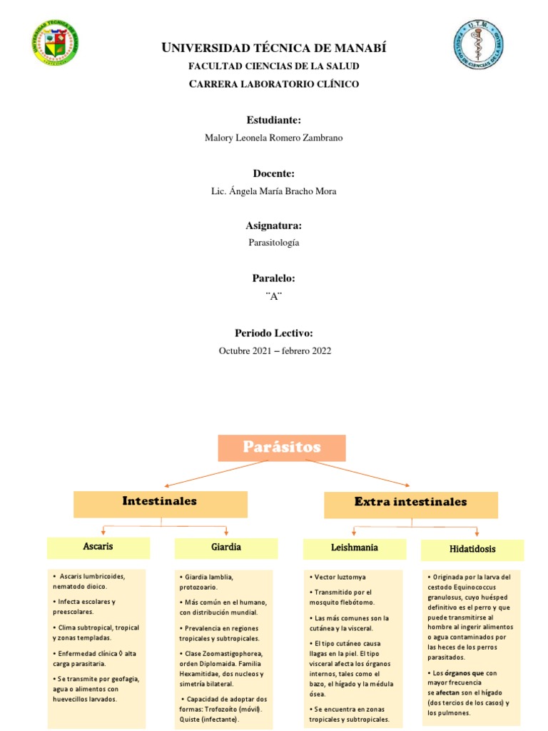 Parasitos Intestinales y Extra Intestinales | PDF | Enfermedades y ...