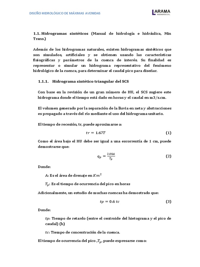 Hidrogramas Unitarios Sintéticos | PDF | Descarga (hidrología) | Hidrología