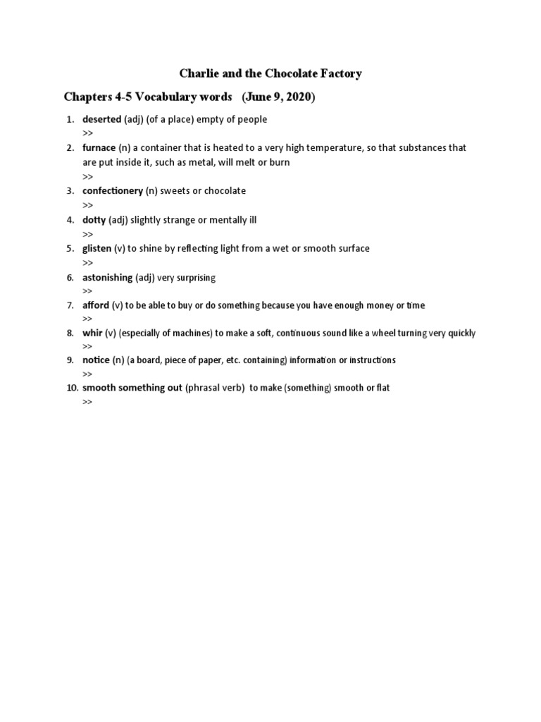 Charlie and The Vocab Chapters 4-5 | PDF