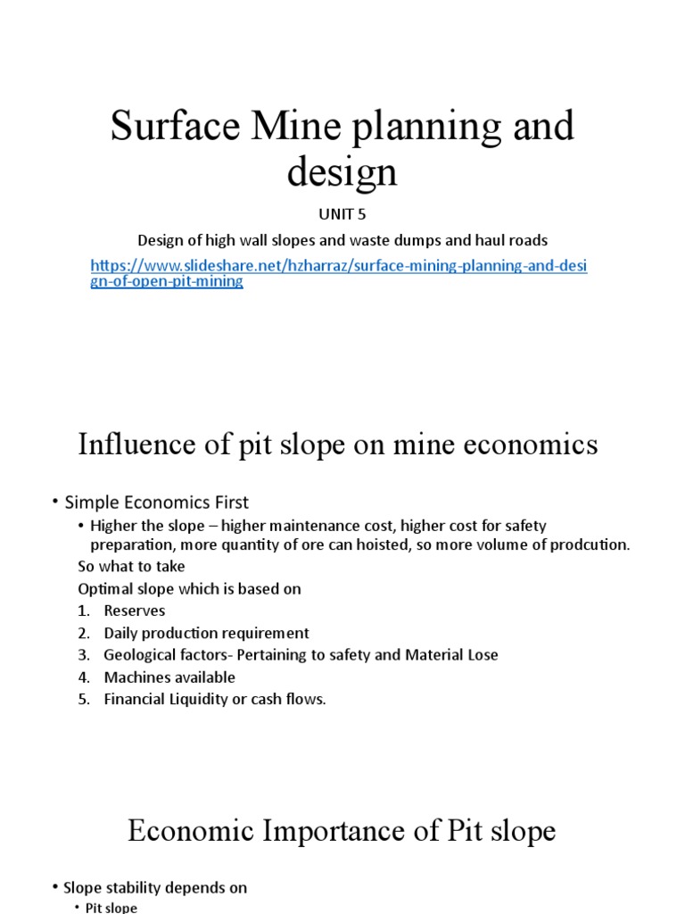 Surface Mine Planning and Design Unit5 | Download Free PDF | Mining ...