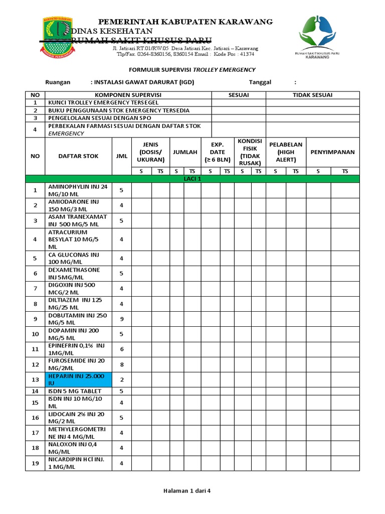 Supervisi Troli Emergensi Igd | PDF
